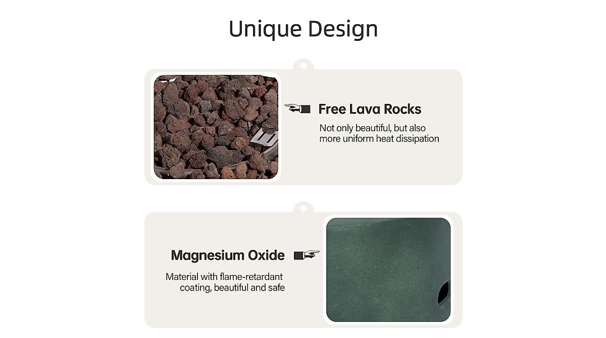 HOMPUS Propane Fire Column with Wind Guard & Lava Rocks - 40,000 BTU
