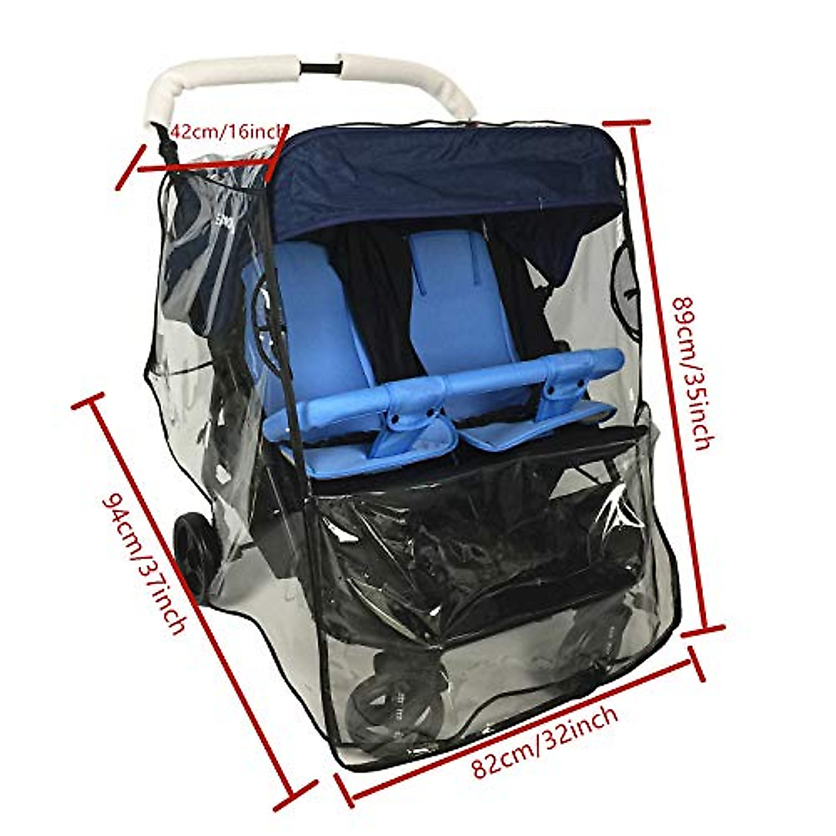 Stroller Rain Cover,Universal Rain Cover for Side by Side Baby Stroller, Double Stroller Cover for Rain and Wind,Baby Outdoor Activities Accessories.