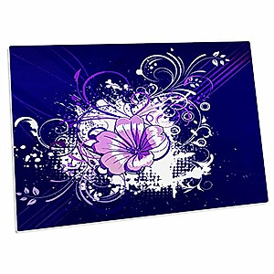3dRose A Pretty Purple Lilly On an Explosion of Blue and White... - Desk Pad Place Mats (dpd-236135-1)