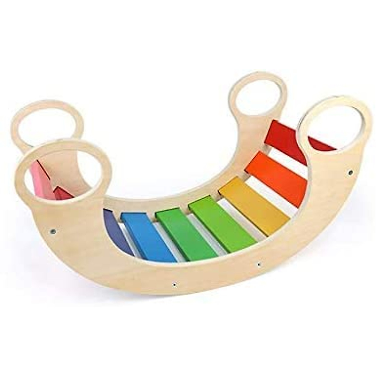 Greenwalnut Wooden Rainbow Rocking Chair , Rainbow Rocker , Rocking Bed , Pretend Play Stand, Rainbow Rocker Arch