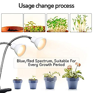 ACKE-Grow-Light-Plant-Light Sunlike Gooseneck Growing Lamps Dual Head with Clamp for Indoor Plants…