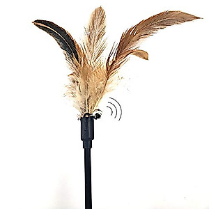 Cat Wand Toys, 4 PCS Interactive Cat Teaser Wand Cat Feather Toys with Loud Bell - 20" Long Wand for Cat and Kitten