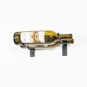 VintageView W Series Bottle Height Wall Mounted Metal Wine Rack (2 Bottles, Satin Black)