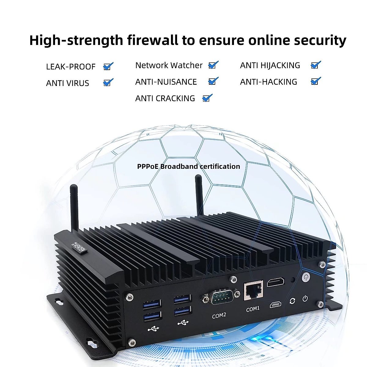 Firewall Micro Appliance Mini PC Core i7 10510U, 6 i225 2.5Gbe LAN, 32GB DDR4 RAM 1TB SSD, HD, USB3.0, 2* COM, Mini PCI E Wifi, SIM Card Slot, AES-NI, W 10 pro, VPN Router, Network/Industry