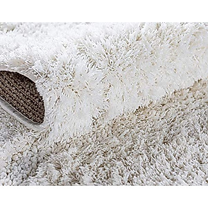 Rugs.com Lattice Shag Collection Rug – 8' x 10' Ivory Shag Rug Perfect for Living Rooms, Large Dining Rooms, Open Floorplans