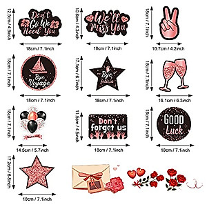 30 Pieces Farewell Party Decorations, Glitter We Will Miss You Sign Going Away Party Foil Ceiling Decor for Retirement Party Bye Office Work Party (Rose Gold)