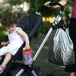 Think King Soft Buggy Cup for Stroller, Wheelchair, Rollator, Walker, Black/Silver