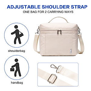 NOL Natural Organic Lifestyle Insulated Lunch Bags for Women Cooler Bag Lightweight Nylon Waterproof Lunch Box For Work（Medium, Cream