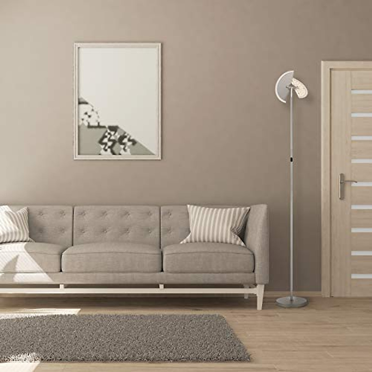 Worldwide Lighting Mantis led multi-directional floor lamp touch dimmable stand torchiere light silver finish Wobble free base safe for kids and pets Living Room Bedroom Kids Room Standing Light