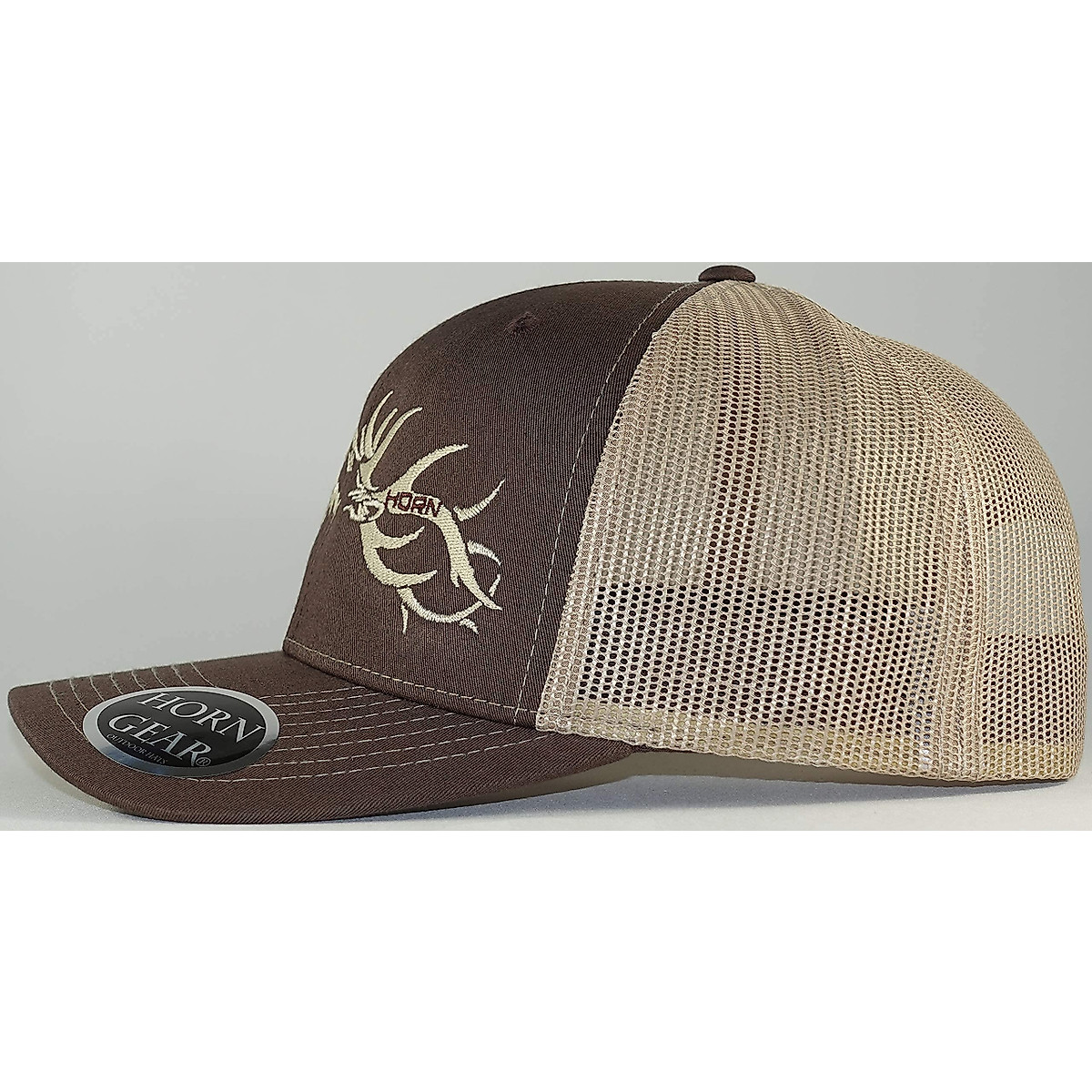 HORN GEAR Trucker Hat - Hunting Hat Series - Elk Hat Edition (Brown/Khaki)