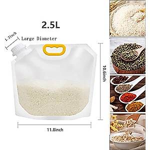 Large 1.3" Diameters Cereal Containers Storage Airtight Dispenser Dry Food Storage Pouches with Lids Grain Moisture-Proof Sealed Bag Clear Ziplock Bags Reusable Kitchen Organization Stackable 5 Pcs