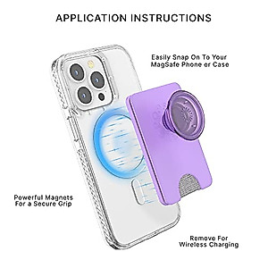 PopSockets Phone Wallet with Expanding Grip, Phone Card Holder, Wireless Charging Compatible, Wallet Compatible with MagSafe - Lavender