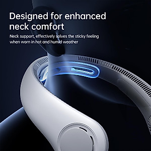 JISULIFE Portable Neck Fan Upgraded, Necksupport Personal Fan Hands Free, 5 Speed Gears Adjustment, 3900 mAh Wearable Bladeless Fan, Quiet Rechargeable Fan, Gifts for Women Men- Foggy Grey