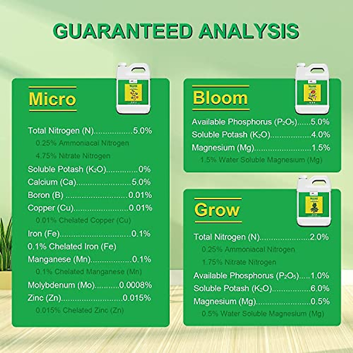 Bloom Grow Micro Liquid Nutrients - Flourish Hydroponic Garden Plant Fertilizer Series for Plants, Vegetables and Soil (Pack of 3-1 Liter Each) -Upgraded Version