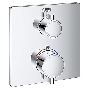 GROHE 24110000 Grohtherm Single Function 2-Handle Thermostatic Trim, Starlight Chrome