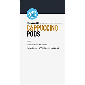 Amazon Brand - Happy Belly Cappuccino Coffee Pods Compatible with 2.0 K-Cup Brewers, Caramel Flavored, 24 Count