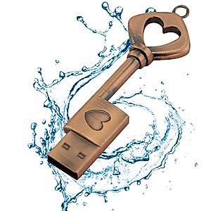 64GB USB 2.0 Flash Drive Metal Heart Key Ring Shape Waterproof Keychain USB Pen Drive Memory Stick Thumb Drives Pendrive