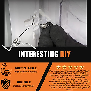 Upgraded DA81-01345B French Refrigerator Door Spring Compatible With Samsung GE Fridge RF18HFENBSR RF217ACBP RF217ACPN RF217ACRS RF267AEBP Etc Models Replace WR02X12650 DA81-01345A Spring - 2 Pack