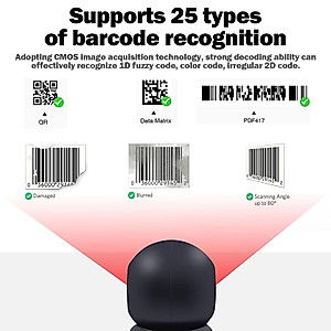 Hands-Free Barcode Scanner, 1D 2D Desktop Barcode Scanner, QR Barcode Reader with Adjustable Screen Scanning, USB Barcode Reader with Voice Mention for Supermarket, Restaurant, Retailers