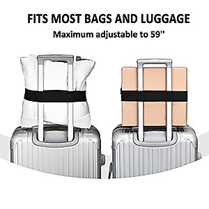 2-in-1 Travel Belt Luggage Straps Over Handle for Carry On Bag,ZZM Elastic Add a Bag Bungees Luggage Belt Suitcases Adjustable with Alloy Buckle, Hands-Free for Airport,Trip (Black)