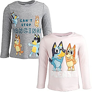 Bluey Toddler Girls 2 Pack T-Shirts Grey/Pink 2T