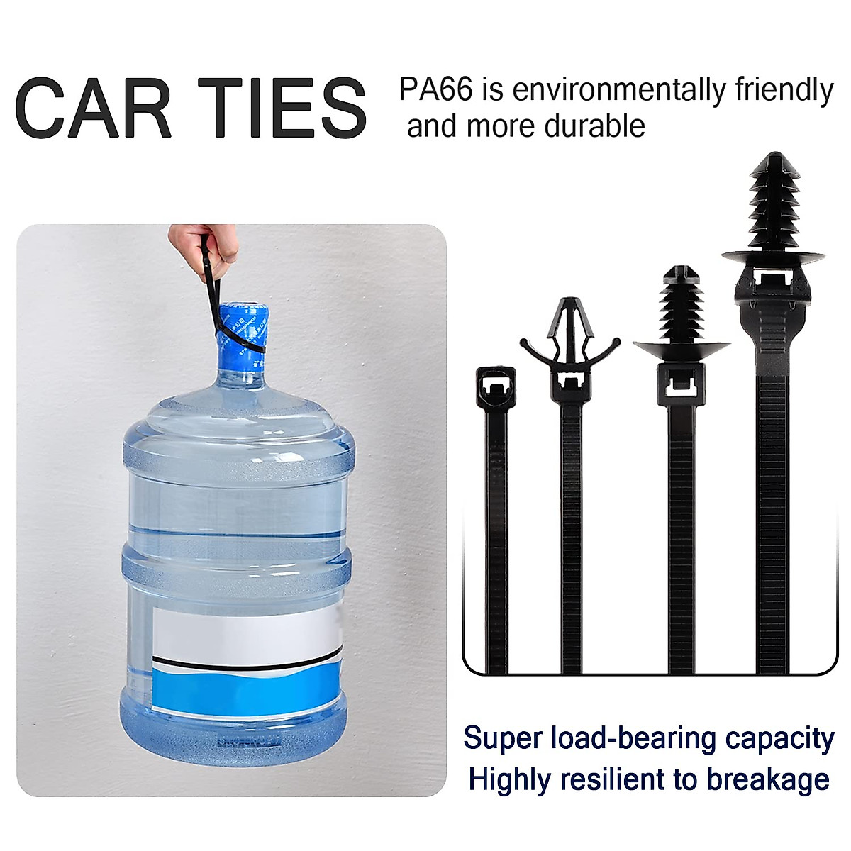 120PCS Strong Bite Force & Tensile Resistance Black Zip Ties - Nylon Self Locking UV Resistant Cable Tie Mount for Indoor and Outdoor - 4 Universal Sizes Cable Management Clips