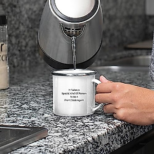 Special Person Gift for Front Desk Agent Receptionist Coworker Humor 12oz Enamel Silver Mug