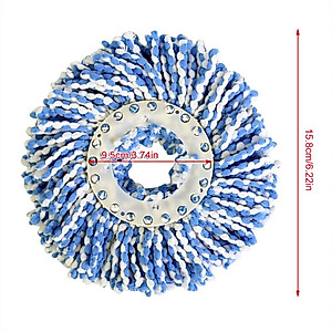 Huhushop Spin Mop Head Refills Microfiber Round Spin Mop Head Replacement for Universal Spin Mop System Perfect for Home Commercial Use (Blue+White)