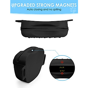 Gobeigo Dog Treat Pouch with Training Clicker 2.0-Upgrade Stronger Magnetic Closure to Avoid Spilling, 1.67 Cup Silicone Treat Bag Fanny Pack with Waist Belt for Pet Training Walking (Black)