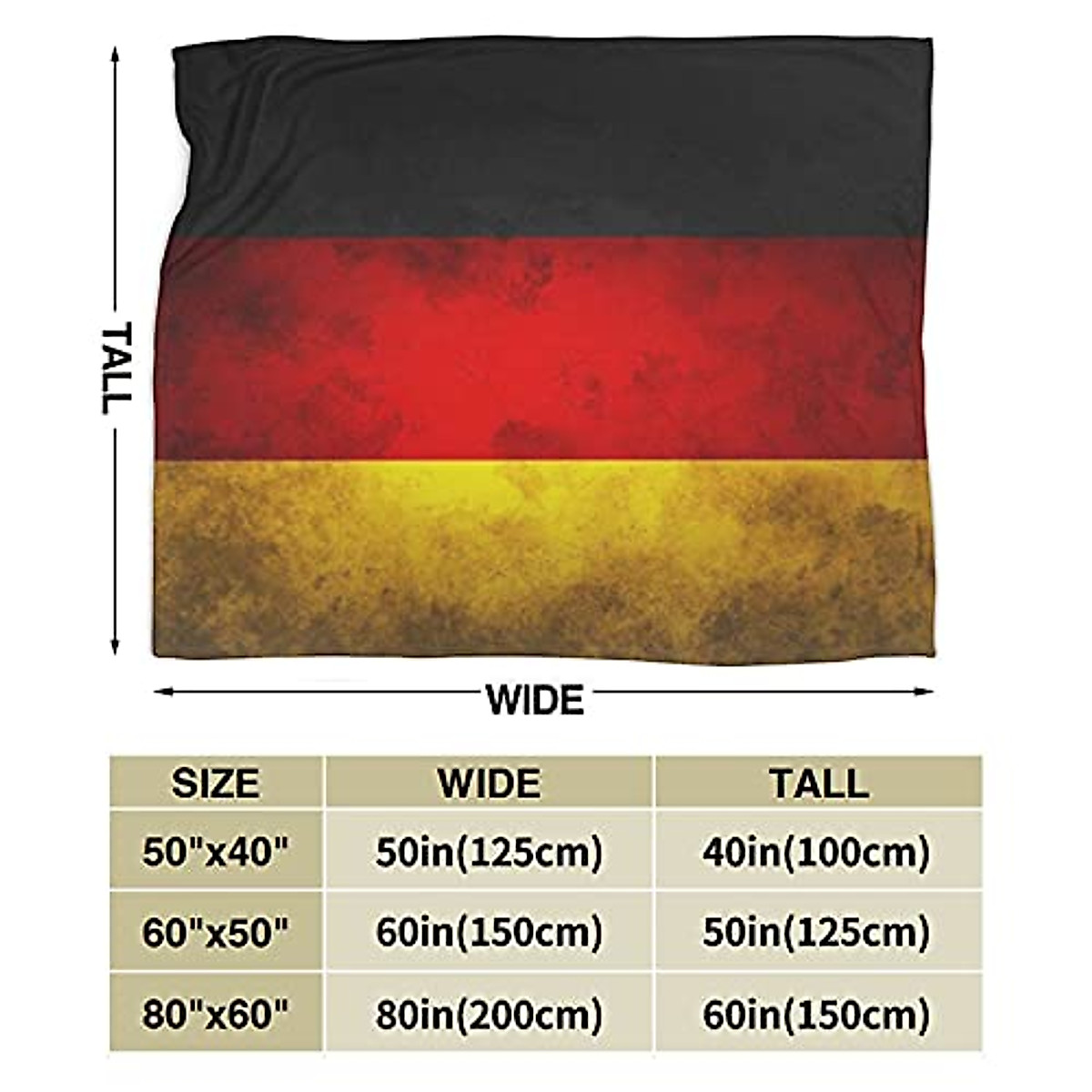 Gffdrings German Flag Fleece Blanket Bed Linen Sofa Blankets Throw Size 50"X40" for Yoga Mats
