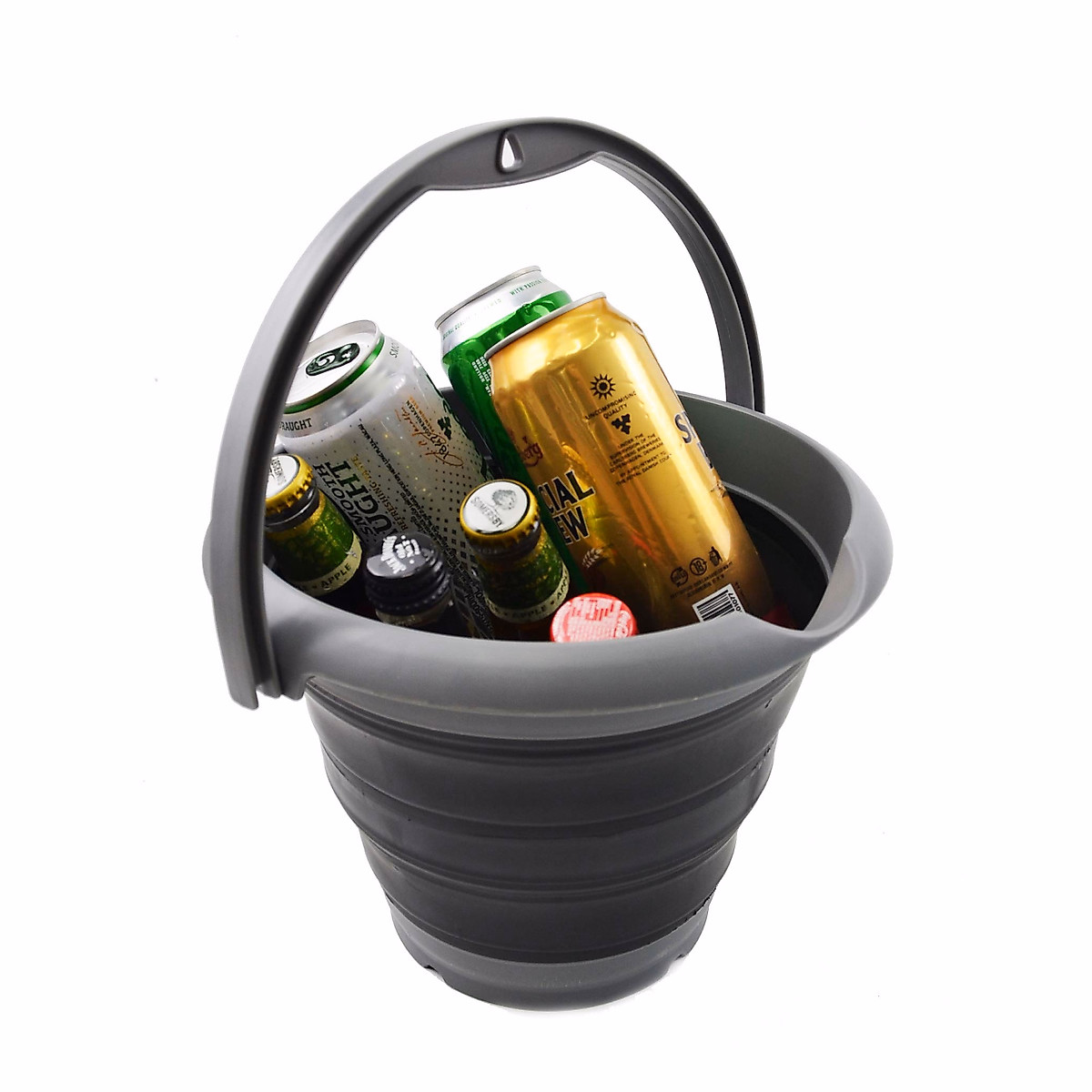 SAMMART 2 pcs Set : 25L (6.6 Gallon) Collapsible Plasic Laundry Basket & 5L (1.32 Gallon) Collapsible Bucket (Laundry Basket+Bucket, Black+Black)