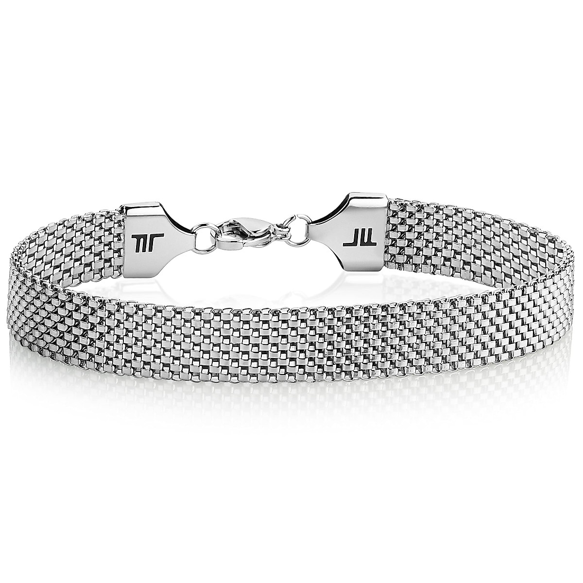 LONDON FOG 8 Inch Tailored Silver Plated Mesh Link Bracelet For Men and Women (LF10018) (Gold, 8 Inch Mesh)