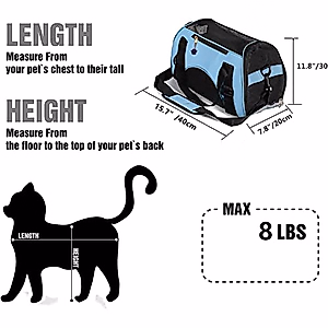 ZaneSun Cat Carrier,Soft-Sided Pet Travel Carrier for Cats,Dogs Puppy Comfort Portable Foldable Pet Bag Airline Approved (Small Blue)