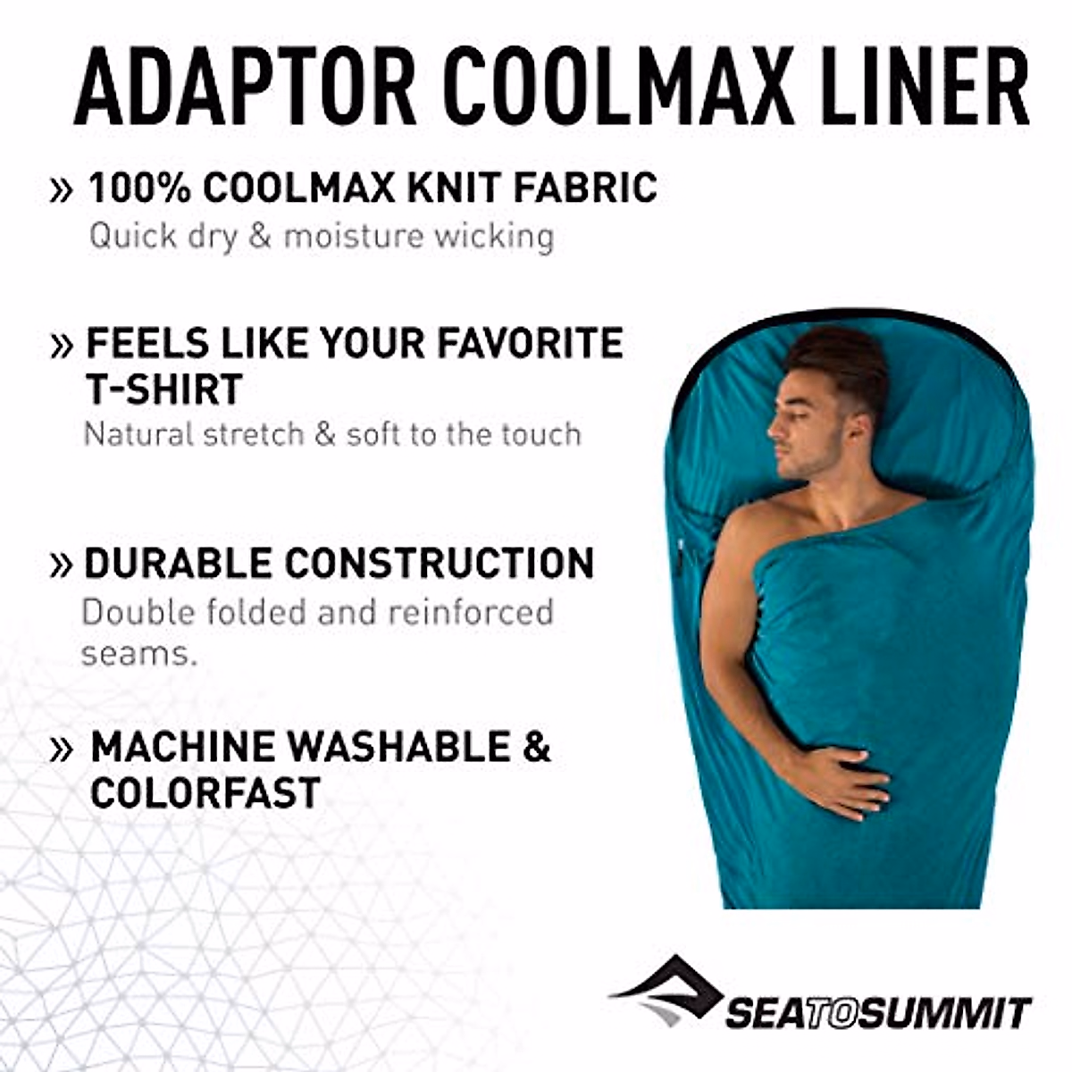 Sea to Summit Adaptor Coolmax Sleeping Bag Liner and Travel Bedding, Mummy (82 x 36)