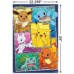 Trends International Pokémon - Group Collage Wall Poster, 22.375" x 34", Unframed Version for Bathroom