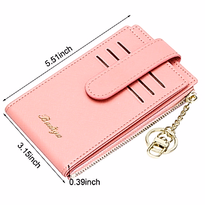 Badiya Slim Wallet for Women RFID Card Holder Bifold Zipper Multi Card Case