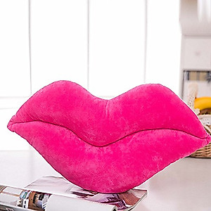 LEVINIS Hot Pink Lip Shape Throw Pillows Girls Valentine's Day Gift Soft Velvet Decorative Reversible Pillow Cushion for Bed Couch Office 23.6 x 13.6 Inch