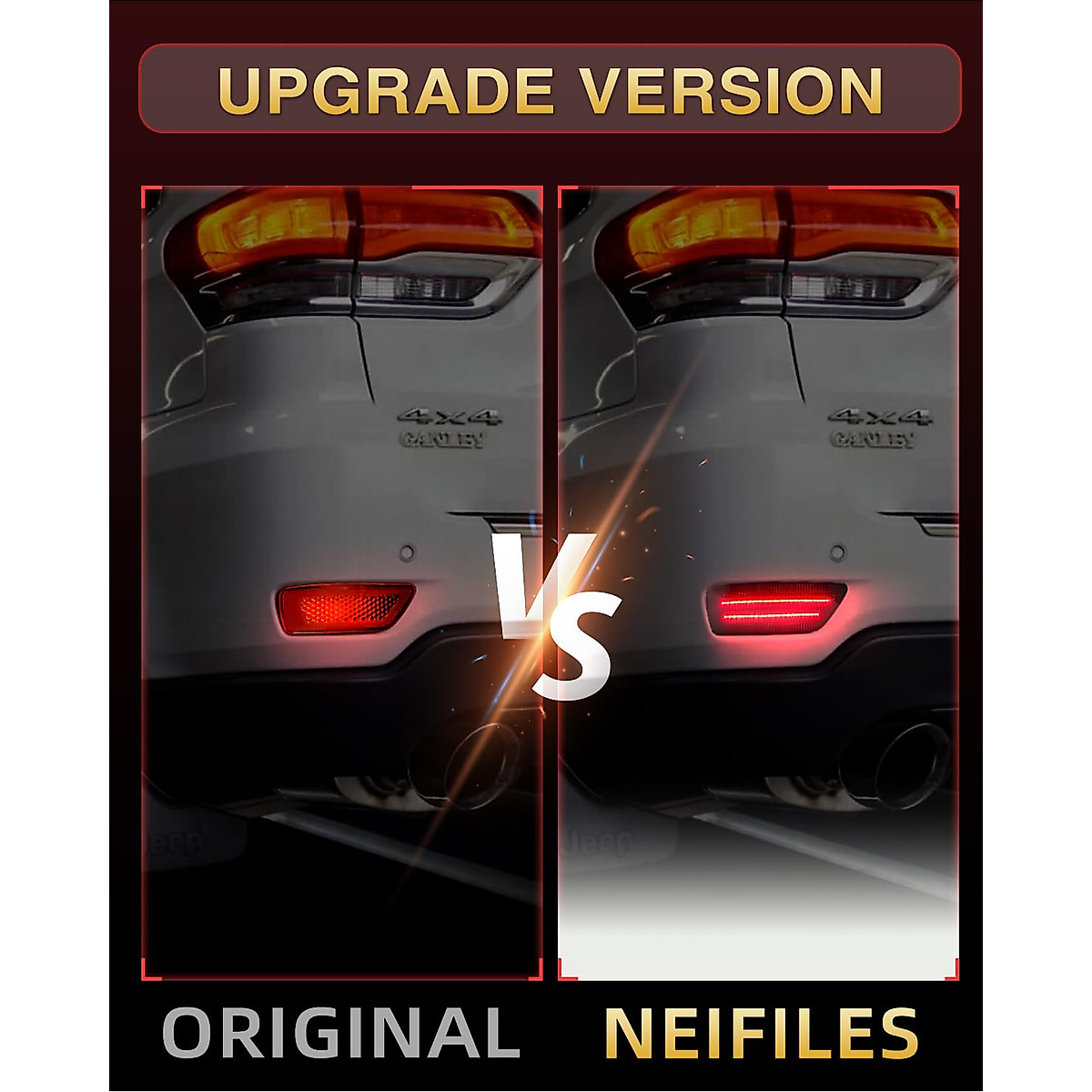 NEIFILES LED Rear Bumper Reflector Lights Compatible with Jeep Compass 2011-2017 Fog Light Assembly for Grand Cherokee 2012-2018, Patriot 2013-2017, Dodge Journey 2011-2020 Pack of 2