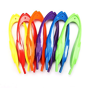 MoliMolly 6Pcs Plastic Colorful Easy Grip Tweezers, Easy Grasp Science Classroom Tools Accessories