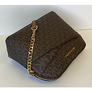 Michael Kors MICHAEL Michael Kors Jet Set Travel MD Dome XCross Crossbody bundled with SM TZ Coinpouch Purse Hook (Signature MK Brown/Luggage)