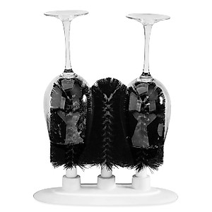 New Star Foodservice 54484 Triple Brush Bar Glass Washer - 3 Brushes - Suction Base