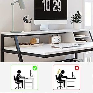CubiCubi Computer Desk with 2 Storage Drawers, Home Office Writing Desk, Study Table for Small Space, (White, Storage Shelves)