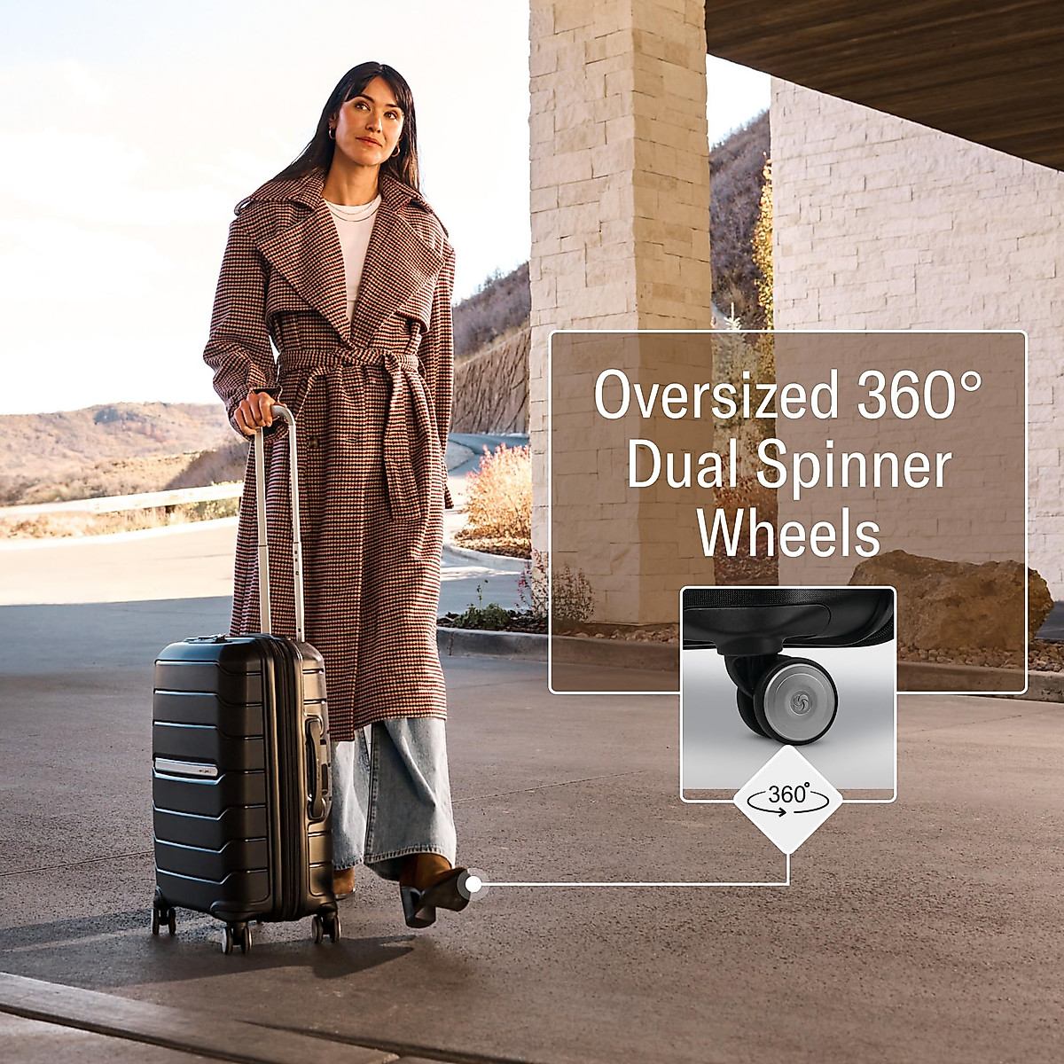 Samsonite Freeform Hardside Expandable with Double Spinner Wheels, Carry-On 21-Inch, White/Grey