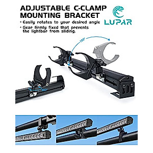 Lupar UTV Chase Lightbars C-Clamp Mounting Bracket Universal Fits 1.75" - 2 Inch Rollcage Bar Mount, Heavy-Duty Aluminum Brackets for Off-Road RZR - 2 Pack