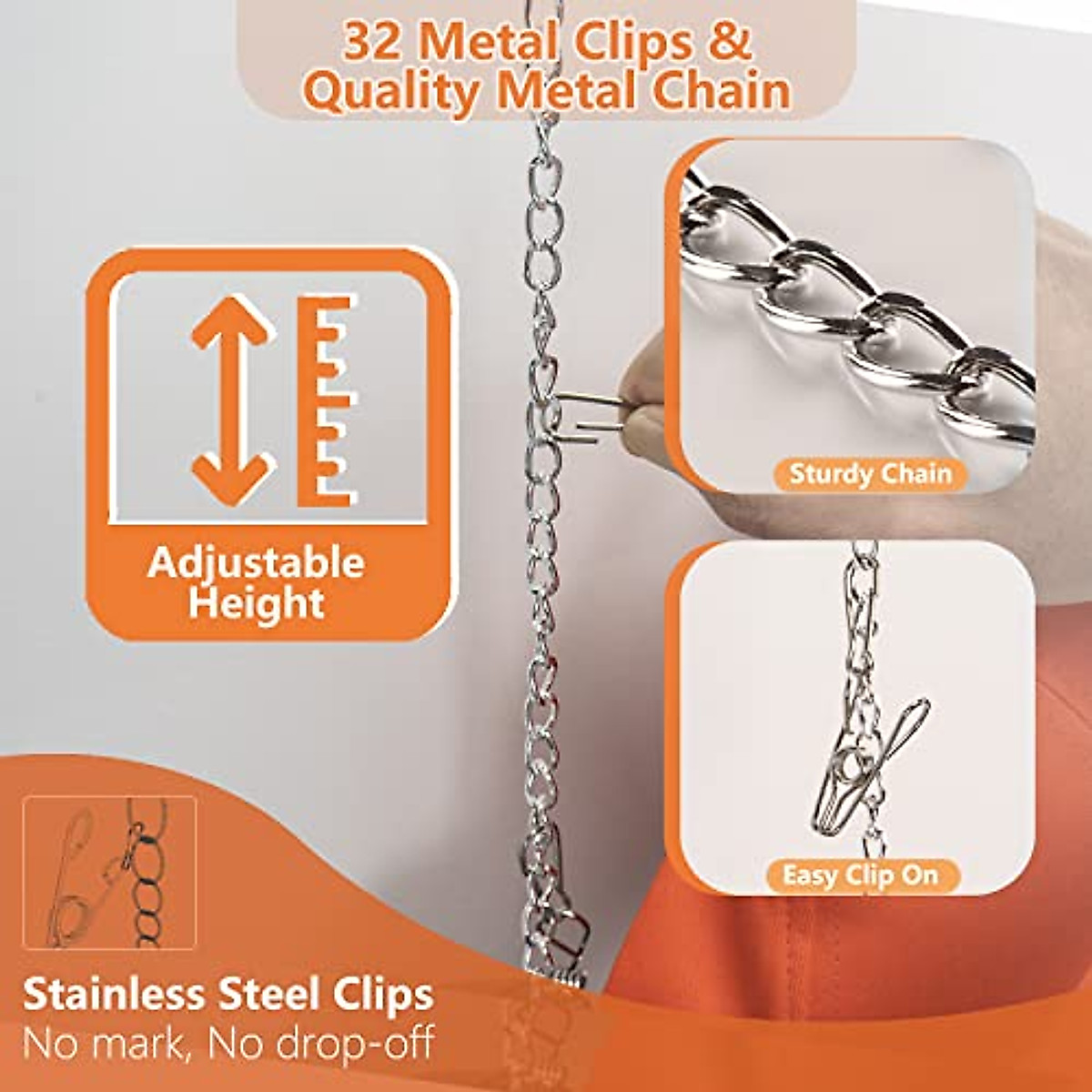 HYDERMUS Hat Rack 2 Pack for 32 Caps with Adjustable Height Over The Door Hat Organizer Metal Hat Holder with 32 Clips Hat Storage for Door and Wall