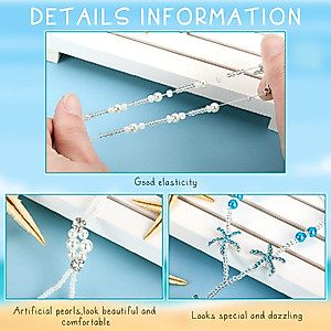 Yinkin 4 Pairs Foot Jewelry Anklet Bead Barefoot Sandals Anklet for Sandals Beach Wedding Ankle Bracelets Ring Foot Chain Jewelry for Women and Girls