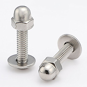 3/8-16 Acorn Cap Nuts, Stainless Steel 18-8 (304), Plain Finish, 20 PCS