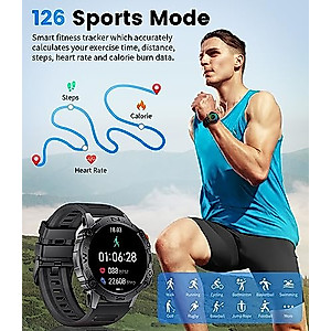LIGE Smart Watch for Men Heavy Duty Make Call IP68 Waterproof with 1.43in AMOLED Touchscreen Always on Display Long-Lasting Battery Fitness Tracker Android iOS Military Smart Watch for Men