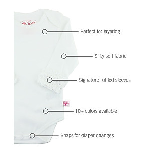 White Ruffled Long Sleeve Layering Bodysuit - 12-18m