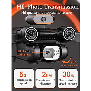 Drone with Camera for Adults Kids, 1080P HD FPV Camera Drones, 90° Adjustable Lens, Gestures Selfie, One Key Start, 360° Flips, 2 Batteries, RC Quadcopter Helicopter Toy Gift for Boys Girls